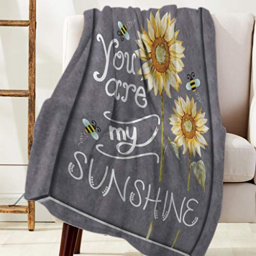 Flannel Fleece Bed Blanket 40 x 50 inch Sunflowers Throw Blanket Lightweight Cozy Plush Blanket for Bedroom Living Rooms Sofa Couch - You are My Sunshine