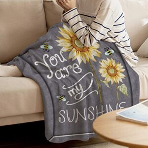 Flannel Fleece Bed Blanket 40 x 50 inch Sunflowers Throw Blanket Lightweight Cozy Plush Blanket for Bedroom Living Rooms Sofa Couch - You are My Sunshine