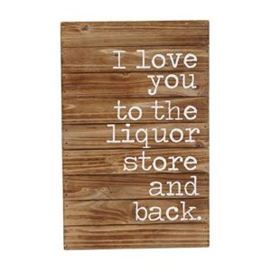 mud pie planked wood liquor store and back wall plaque, brown