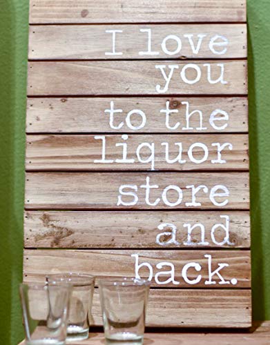 Mud Pie Planked Wood Liquor Store and Back Wall Plaque, Brown