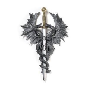 gifts & decor 36247 dragon dagger wall plaque, multicolor