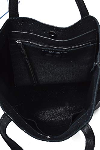 Carla Mancini 'Keira' Designer Tote Bag in Black and Metallic Black Italian Nappa Leather Made in America