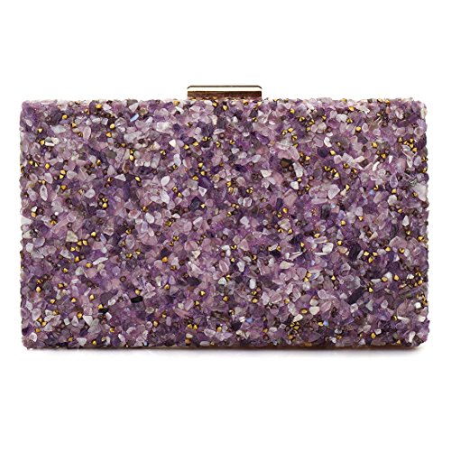 Elegant Sparkling Glitter Evening Clutch Bags Bling Evening Handbag Purses For Wedding Prom Bride (Purple) One Size