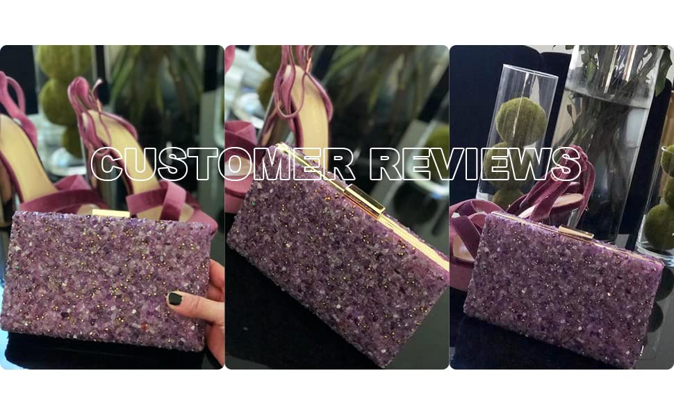 Elegant Sparkling Glitter Evening Clutch Bags Bling Evening Handbag Purses For Wedding Prom Bride (Purple) One Size