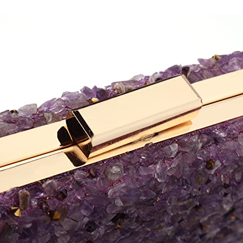 Elegant Sparkling Glitter Evening Clutch Bags Bling Evening Handbag Purses For Wedding Prom Bride (Purple) One Size