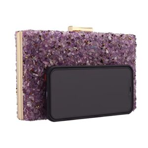 Elegant Sparkling Glitter Evening Clutch Bags Bling Evening Handbag Purses For Wedding Prom Bride (Purple) One Size