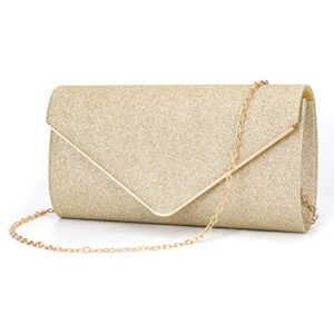 ziumudy women’s glitter envelope clutches evening bags bridal wedding party purse handbag (gold)