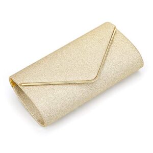 ZIUMUDY Women's Glitter Envelope Clutches Evening Bags Bridal Wedding Party Purse Handbag (Gold)