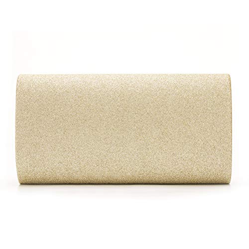 ZIUMUDY Women's Glitter Envelope Clutches Evening Bags Bridal Wedding Party Purse Handbag (Gold)