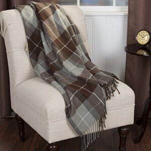 Bedford Home Throw Blanket - Cashmere-Like - Plaid - Brown