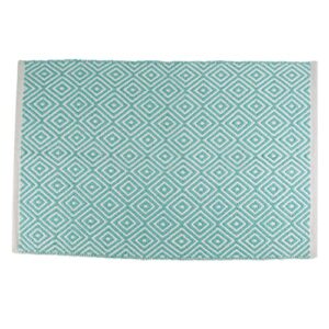 dii woven cotton throw rug, area rugs for kitchen, bedroom, bathroom or entry way, small rug, 2×3, diamond aqua