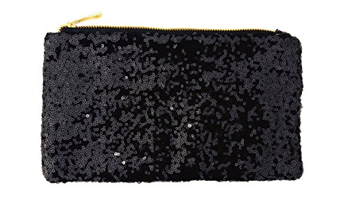 Chezi Women's Glitter Sequins Bag Small Party Evening Bag Purse Handbag (black)