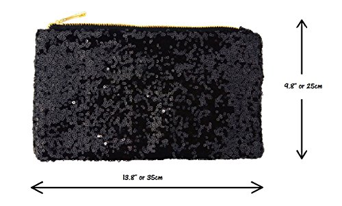 Chezi Women's Glitter Sequins Bag Small Party Evening Bag Purse Handbag (black)