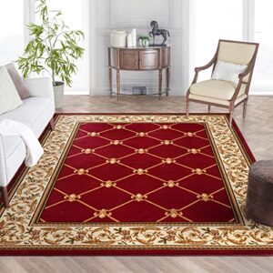 well woven timeless fleur de lis red formal area rug 5’3″ x 7’3″