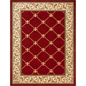 Well Woven Timeless Fleur De Lis Red Formal Area Rug 5'3" X 7'3"