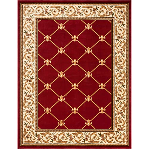 Well Woven Timeless Fleur De Lis Red Formal Area Rug 5'3" X 7'3"