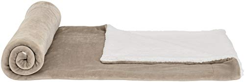 Amazon Basics Ultra-Soft Micromink Sherpa Blanket - Throw, Taupe