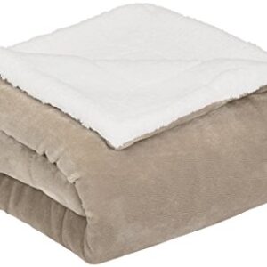 Amazon Basics Ultra-Soft Micromink Sherpa Blanket - Throw, Taupe