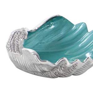 Deco 79 Metal Sea Life Shell Serving Bowl with Enamel Interior, 12" x 9" x 3", Silver