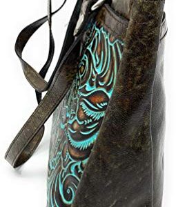 PATRICIA NASH WOMEN'S TOOLED TURQUOISE COLLECTION POPPY LEATHER TOTE HANDBAG PURSE