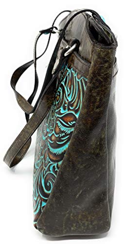 PATRICIA NASH WOMEN'S TOOLED TURQUOISE COLLECTION POPPY LEATHER TOTE HANDBAG PURSE