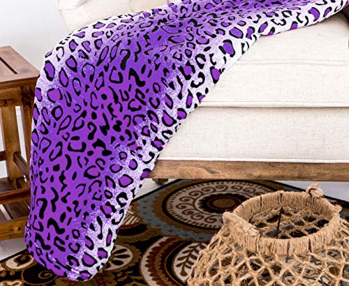 Home Must Haves Safari Animal Print All Season Extra Soft Warm Cozy Premium Sofa Couch Throw Bed Blanket (Queen, Purple Leopard)