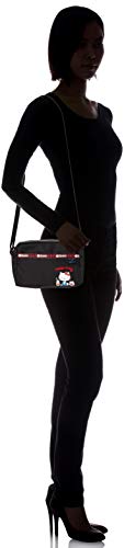 LeSportsac Hello Kitty Favorites Exclusive Daniella Crossbody Bag, Style 2434/Color G653, Red Embroidered Hello Kitty Lettering & Hello Kitty Design Zipper Pull