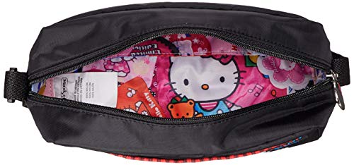 LeSportsac Hello Kitty Favorites Exclusive Daniella Crossbody Bag, Style 2434/Color G653, Red Embroidered Hello Kitty Lettering & Hello Kitty Design Zipper Pull