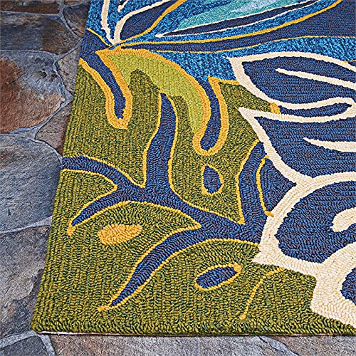 Couristan Covington Areca Palms Indoor/Outdoor Area Rug, 3'6" x 5'6", Azure Blue-Forest Green