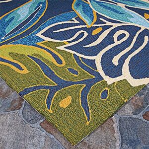 Couristan Covington Areca Palms Indoor/Outdoor Area Rug, 3'6" x 5'6", Azure Blue-Forest Green