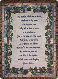 manual inspirational collection 50 x 60-inch tapestry throw with verse, the lord’s prayer