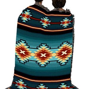 Pure Country Weavers Aydin Turquoise Blanket - Southwest Native American Inspired - Gift Tapestry Throw Woven from Cotton - Made in The USA (72x54)