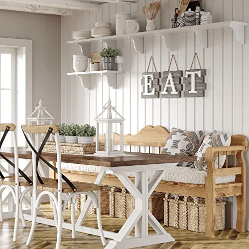 Barnyard Designs Eat Sign Wall Decor, Rustic Farmhouse Decoration for Kitchen and Home, Decorative Hanging Wooden Letters, Country Wall Art, Distressed Brown/White, 24" x 8”