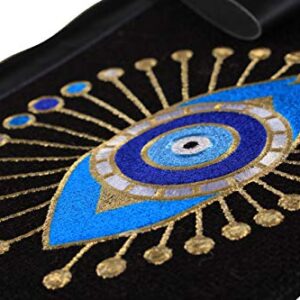 KarensLine Handmade Evil Eye Embroidery Black Jute Clutch Bag Sun Beach Summer Style, Medium