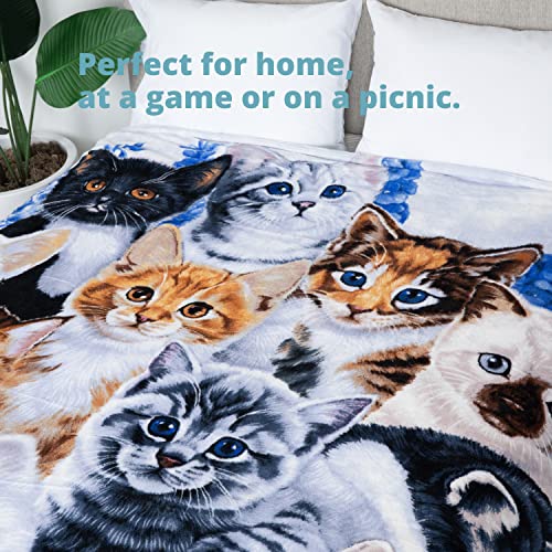 Dawhud Direct Collage Kitten Fleece Blanket for Bed, 75" x 90" Queen Size Cute Fleece Throw Blanket for Girls, Women, Men and Kids - Super Soft Plush Cat Blankets for Cat Lovers Kitty Cats Print Throw