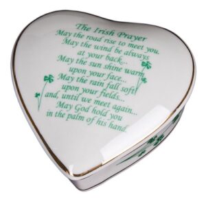 irish prayer white porcelain heart jewelry box