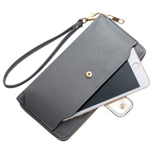 Women Wristlet Wallet with Cell Phone Holder Zip Around Handbag