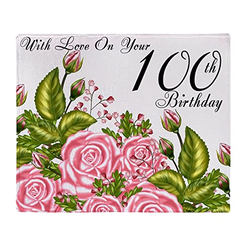 CafePress 100Th Birthday Pink Rose Throw Blanket Super Soft Fleece Plush Throw Blanket, 60"x50"