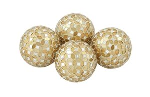 deco 79 glass handmade mosaic orbs & vase filler, set of 4 4″d, gold