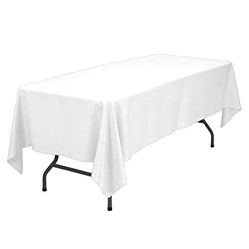 YLZYAA Rectangle Tablecloth - 60 x 102 Inch - White Rectangular Table Cloth for 6 Foot Table in Washable Polyester - Great for Buffet Table, Parties, Holiday Dinner, Wedding & More