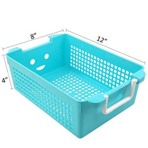 Ggbin Plastic Storage Basket with Handles, Set of 3, 12"L x 8"W x 4"H