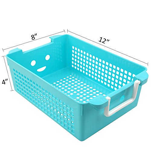 Ggbin Plastic Storage Basket with Handles, Set of 3, 12"L x 8"W x 4"H