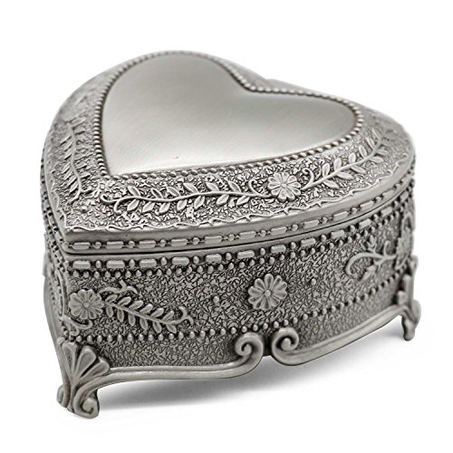 AVESON Classic Vintage Heart Shape Metal Jewelry Box Ring Trinket Storage Organizer Chest Christmas Gift