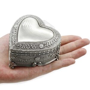 AVESON Classic Vintage Heart Shape Metal Jewelry Box Ring Trinket Storage Organizer Chest Christmas Gift