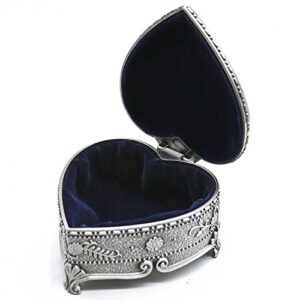 AVESON Classic Vintage Heart Shape Metal Jewelry Box Ring Trinket Storage Organizer Chest Christmas Gift