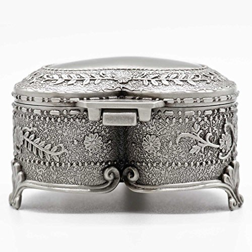 AVESON Classic Vintage Heart Shape Metal Jewelry Box Ring Trinket Storage Organizer Chest Christmas Gift