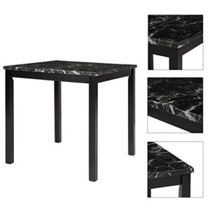 Harper & Bright Designs 5-Piece Faux Marble Top Dining Set, Counter Height Kitchen Table Set-Dining Table with Faux Marble Top and 4 Black High Back Upholstered Chairs