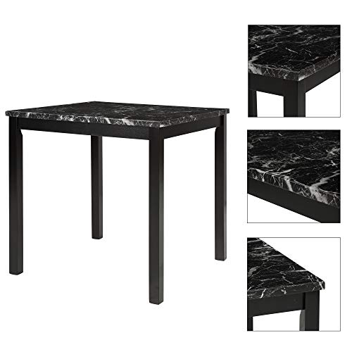 Harper & Bright Designs 5-Piece Faux Marble Top Dining Set, Counter Height Kitchen Table Set-Dining Table with Faux Marble Top and 4 Black High Back Upholstered Chairs