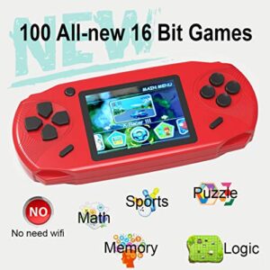 Beijue 16 Bit Handheld Games for Kids Adults 3.0'' Large Screen Preloaded 100 HD Classic Retro Video Games USB Rechargeable Seniors Electronic Game Player Birthday Xmas Present (Red)