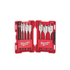 milwaukee 49-22-0175 8-piece universal quik-lok flat boring spade bit set w/ carrying case